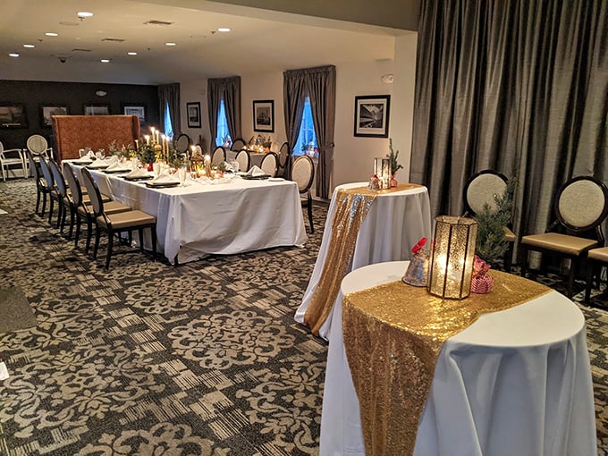 Elegance meets intimacy in Rococo's private dining space, where golden accents and crisp linens set the stage for celebrations worth remembering.