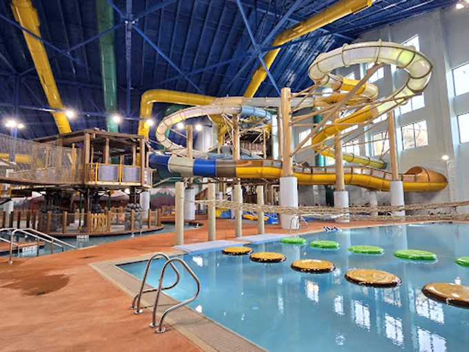 Aquatic architecture at its finest&mdash;colorful tubes snake overhead like giant crazy straws while swimmers enjoy the perfect 84-degree paradise below. 