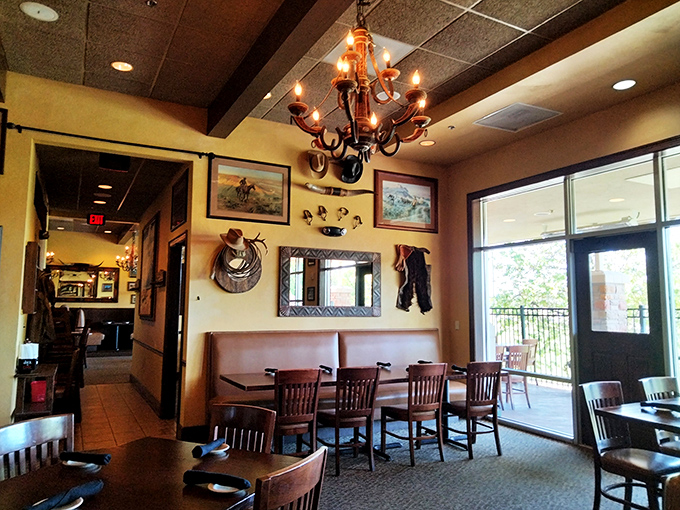 Western charm meets upscale dining in this thoughtfully designed space. Those chandeliers have witnessed more "mmms" of satisfaction than a chocolate commercial.