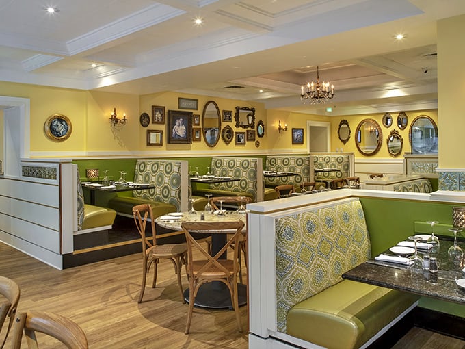 Elegant yet homey, Mother's interior strikes that perfect balance between "special occasion" and "Tuesday morning pick-me-up." Those green banquettes have heard many happy sighs.