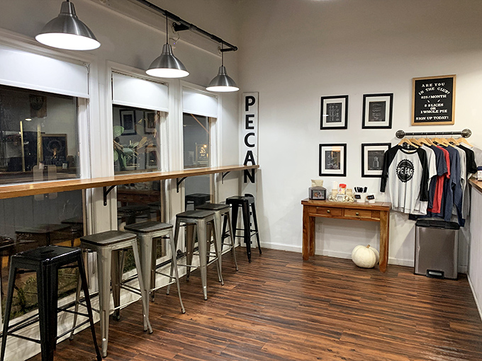 Industrial meets homey in this thoughtfully designed interior. The "PECAN" sign isn't just decoration&mdash;it's a sacred directional marker to bliss.