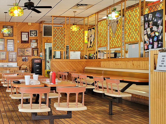 Step inside and time-travel to the golden age of fast food&mdash;wood paneling, amber dividers, and those iconic orange swivel chairs that have witnessed five decades of sandwich satisfaction.