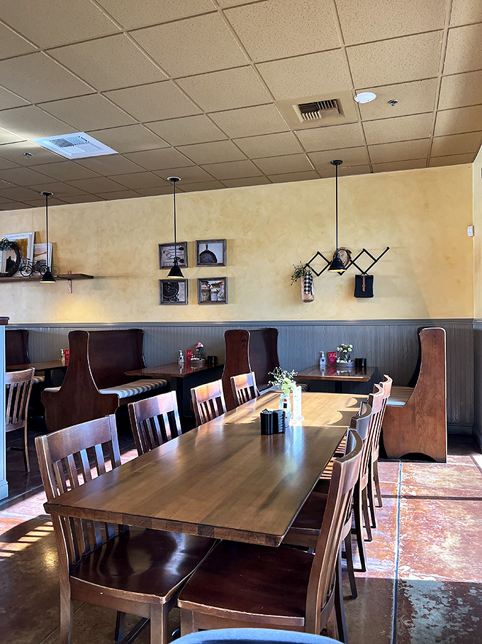 Warm wood tones and comfortable seating create that rare atmosphere where you instantly feel like a regular, even on your first visit.