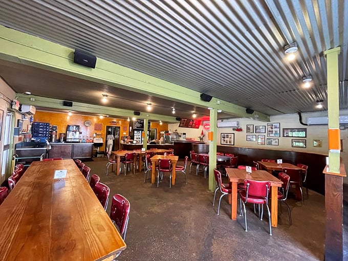 Washington Street unfolds like a movie set where every storefront tells a story. The Lewisburg City Building clock keeps time for a town that balances history with vibrant present.
