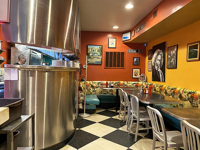 Classic diner aesthetics meet homey comfort inside Ernie's, where the checkered floor and vintage booths have witnessed countless morning conversations.