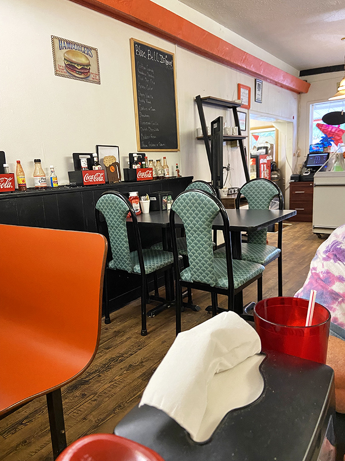 Inside, teal chairs and classic diner simplicity create the perfect stage where root beer stardom was born and burger dreams come true.
