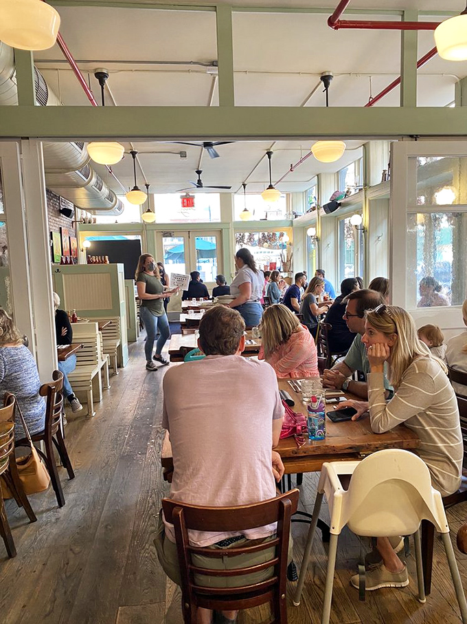 Inside, wooden floors and soft lighting create that rare NYC miracle: a bustling space that somehow feels like your favorite aunt's kitchen.