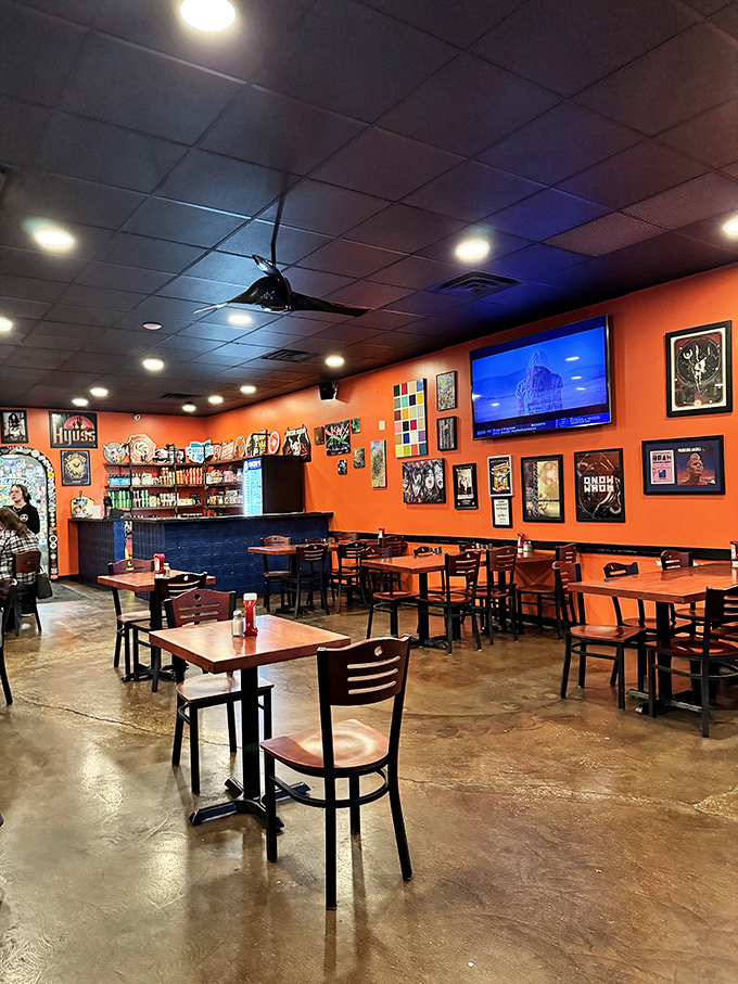 Orange walls that practically shout "flavor over fancy!" Oscar's interior feels like the living room of your coolest friend who happens to cook like a dream. 