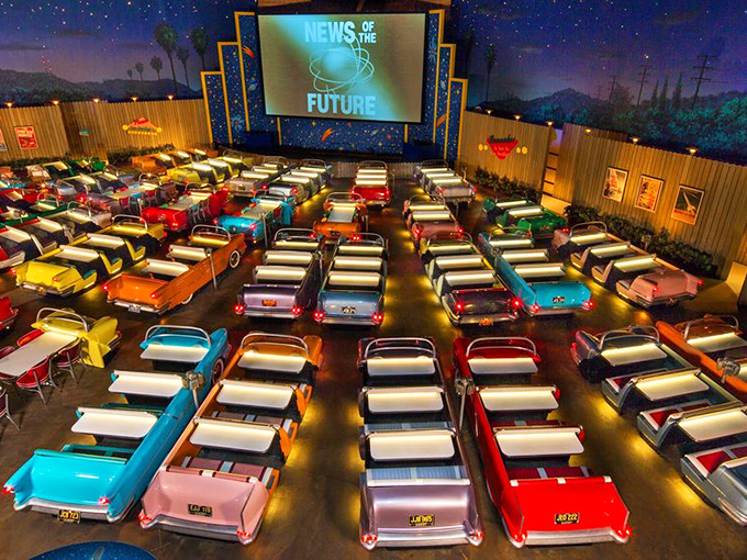 Rows of vintage convertibles under a starlit sky&mdash;it's less "where we're eating" and more "when we're eating."