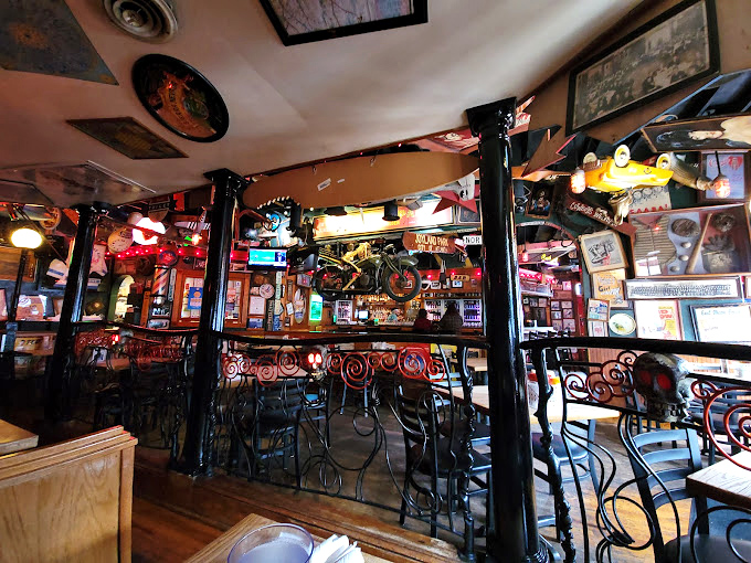 Sensory overload in the best way possible. Every inch of The Vortex tells a story, from vintage signs to the motorcycle suspended above diners' heads.