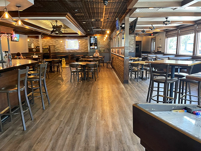 Warm wood tones, pressed tin ceilings, and an inviting bar create the perfect backdrop for food that's anything but ordinary. Comfort meets sophistication.
