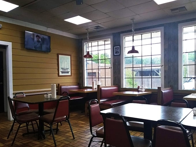 Simple wooden booths and no-nonsense tables create that rare dining atmosphere where the food, not the decor, is clearly the star of the show.