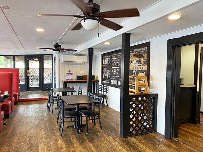 Step inside and the wooden floors whisper tales of thousands before you who've made the pilgrimage to this unpretentious shrine of Southern barbecue.