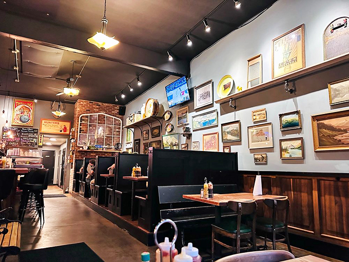 The interior strikes that perfect balance: cozy enough for a date night, casual enough that sauce on your shirt is a badge of honor. 