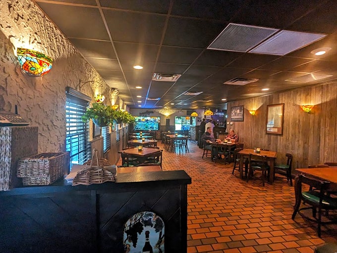 Step inside and time slows down &ndash; wood paneling, terra cotta floors, and stained glass fixtures create the kind of atmosphere where memories are made over meals.