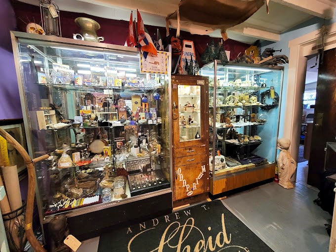 Glass cabinets house treasures that would make Indiana Jones reconsider his career path. "It belongs in a museum" takes on new meaning here.