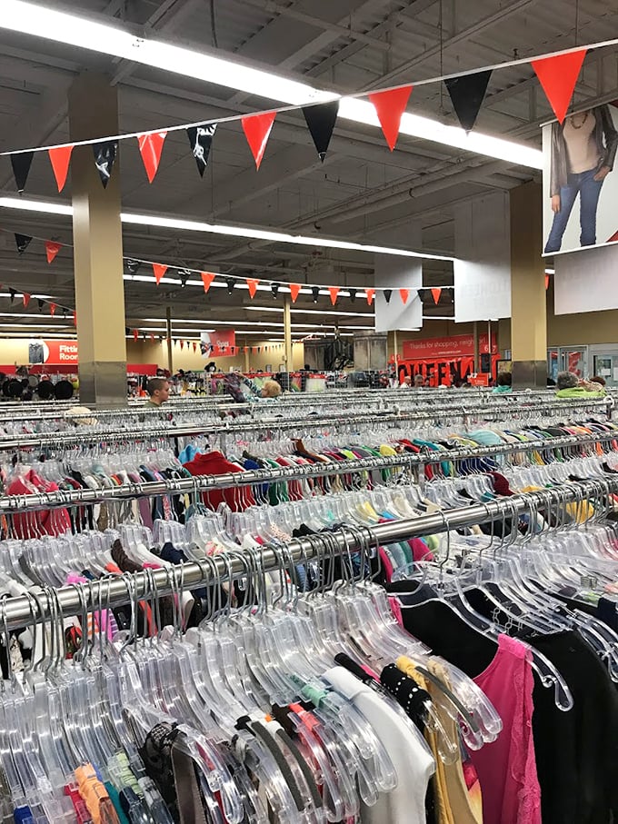 Row after glorious row of clothing stretches to the horizon, like a fashionista's dream where everything is mysteriously affordable.