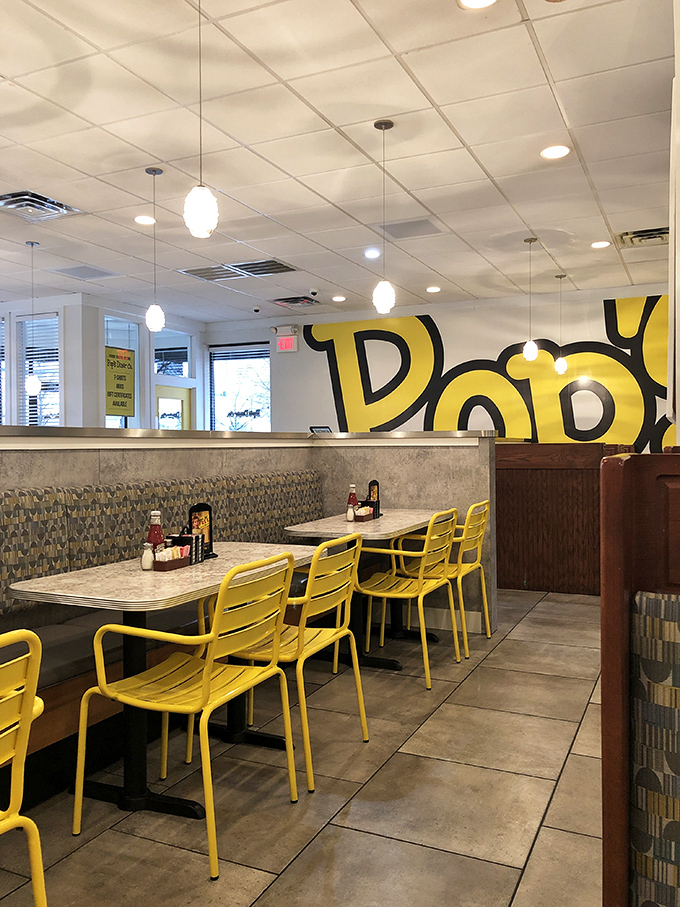 Those sunshine-yellow chairs aren't just seating&mdash;they're a morning wake-up call that doesn't require batteries or an annoying ringtone.