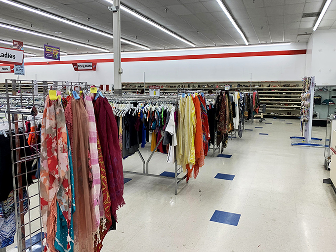 Racks upon racks of clothing stretch into the distance, a textile safari where your next favorite outfit is hiding somewhere in the wilderness.