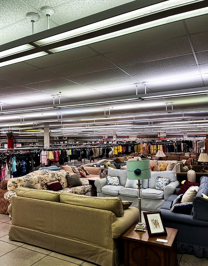 Welcome to the land of "maybe that couch has a story." The furniture section offers everything from grandma-chic to surprisingly modern finds.