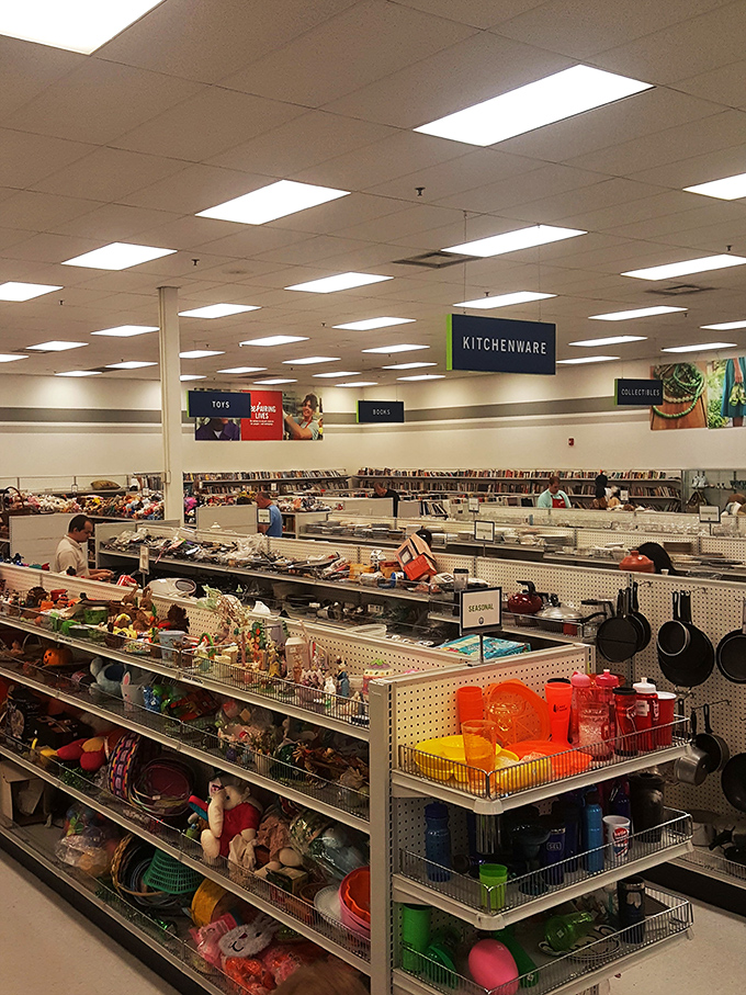Organization is king in this thrifter's paradise. Clear signage guides you through departments where yesterday's kitchenware becomes tomorrow's dinner party conversation starter.