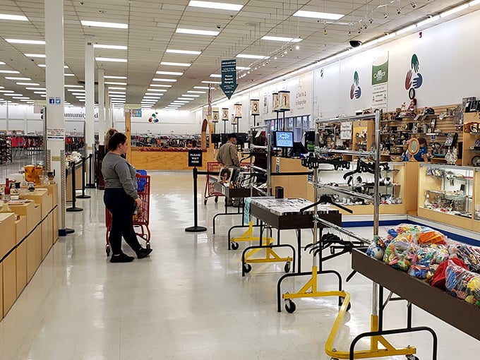 Aisles that stretch to infinity, promising discoveries at every turn. It's like a museum where you can actually take the exhibits home. 