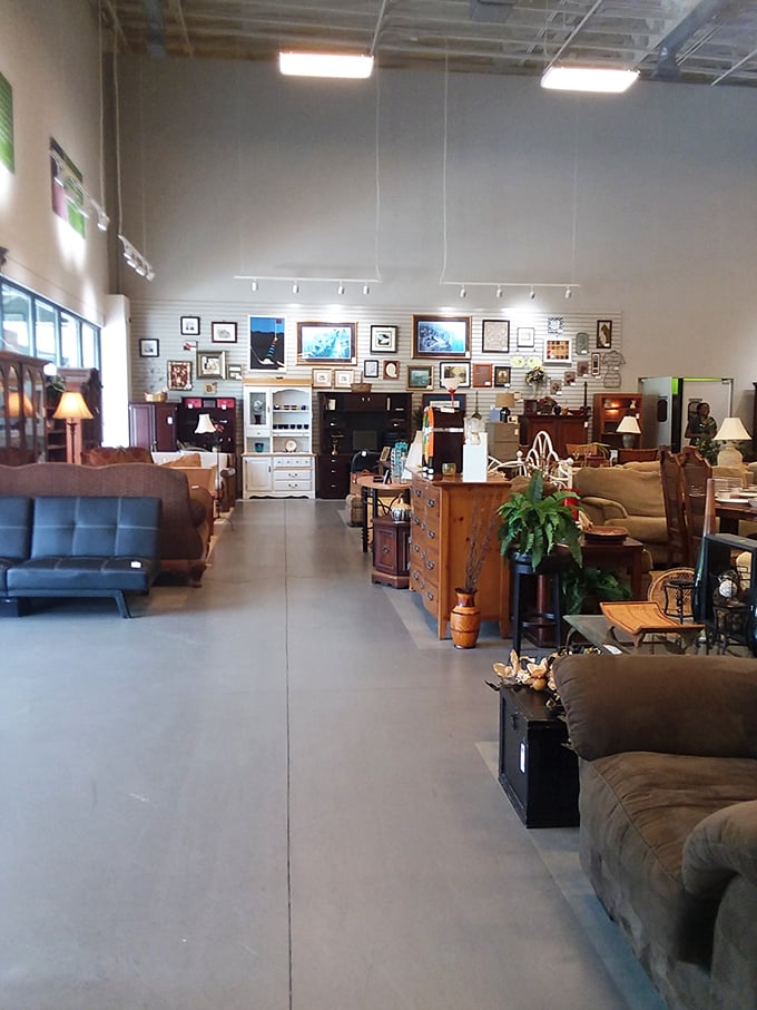 A furniture wonderland where mid-century meets contemporary. That blue sofa? Someone's about to give it a second life and create their dream living room.