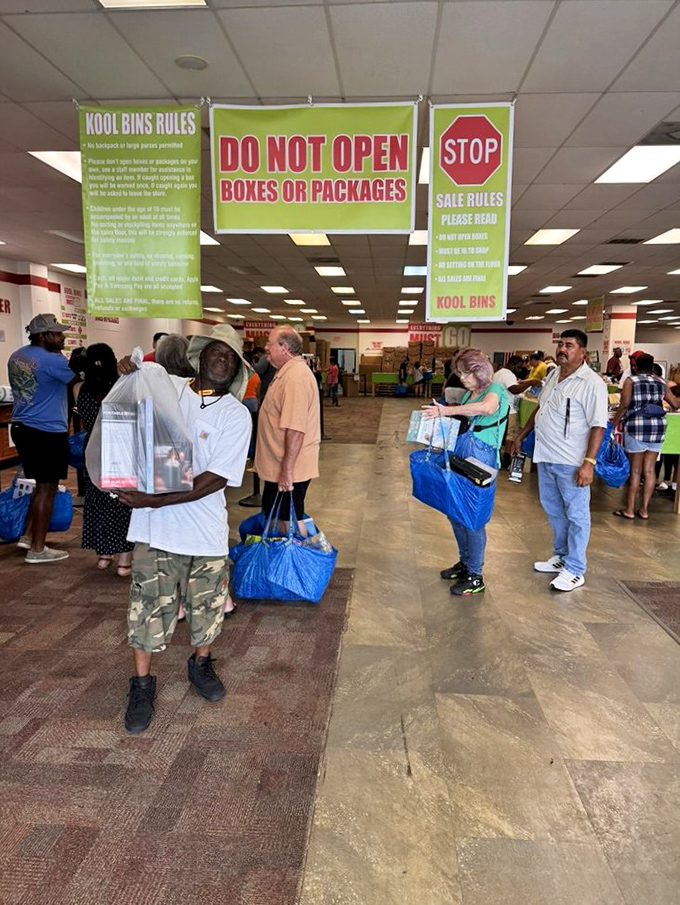 The golden rule of Kool Bins: "DO NOT OPEN BOXES." The suspense is half the fun in this retail adventure where mystery meets bargain.