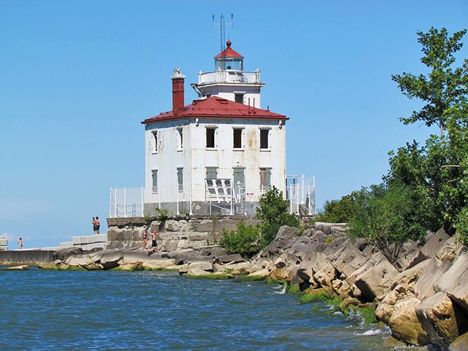 The Fairport Harbor West Breakwater Lighthouse stands sentinel over Lake Erie, a postcard-perfect reminder that Ohio has maritime history worth exploring.