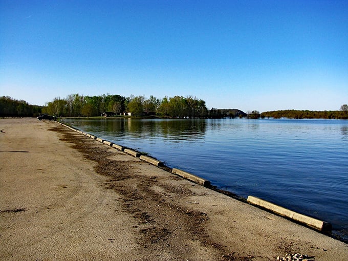 Nature's perfect shoreline geometry—water on one side, land on the other, and not a single office building in sight.