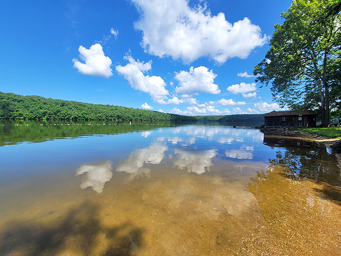 Mirror, mirror on the lake&mdash;clouds reflecting so perfectly you'd think Mother Nature was showing off her photography skills just for you.