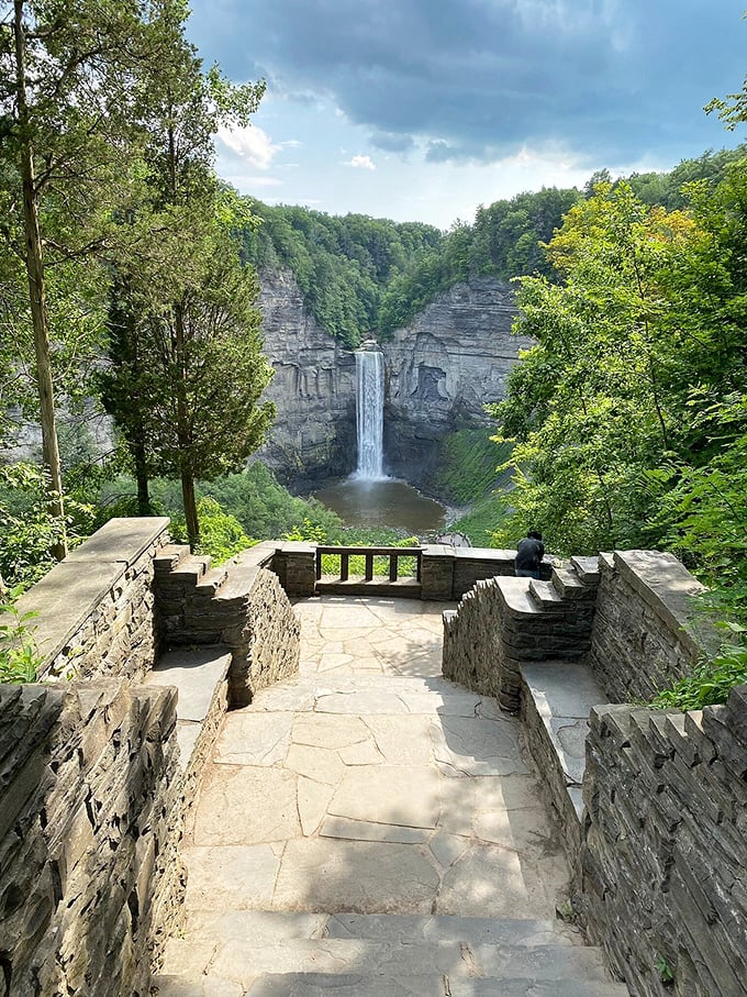 The strategically placed viewing area offers the perfect frame for nature's masterpiece, as if someone arranged this spectacular view just for your Instagram feed.