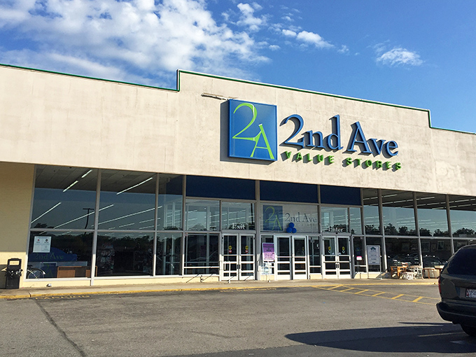 The gleaming blue sign beckons like a retail lighthouse, guiding deal-seekers to safe harbor.