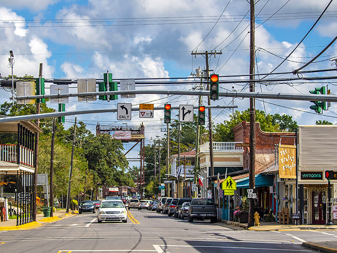 Main Street in Breaux Bridge whispers stories of Cajun culture through its colorful storefronts and unhurried pace.