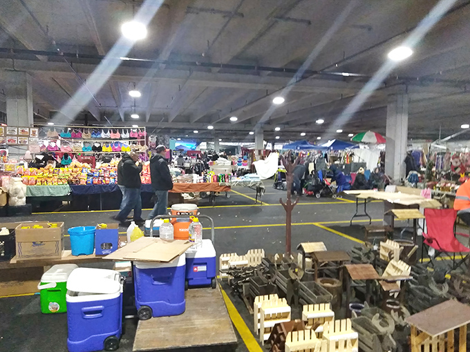 A treasure hunter's paradise in motion! Tables loaded with possibilities stretch as far as the eye can see.