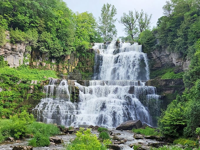 Chittenango Falls cascades down ancient limestone steps, creating nature's version of the most spectacular wedding veil.