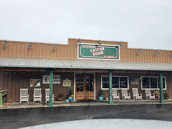 Those rocking chairs aren't just Southern charm &ndash; they're recovery stations for the inevitable food coma after David's catfish feast.