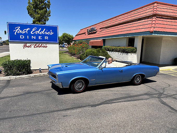 Classic cars and classic breakfasts &ndash; Fast Eddie's blue convertible welcome is the automotive equivalent of "come hungry, leave happy."