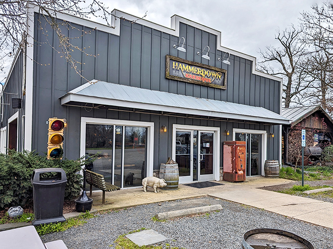 HammerDown's rustic gray exterior houses smoky treasures that would make Ron Swanson weep tears of meaty joy.