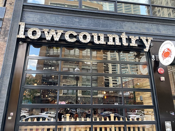 Lowcountry's sleek storefront promises what lies inside: a gloriously messy seafood party where bibs aren't optional.