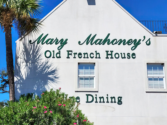 Mary Mahoney's elegant white facade whispers stories of old Biloxi while promising seafood that makes time stand still