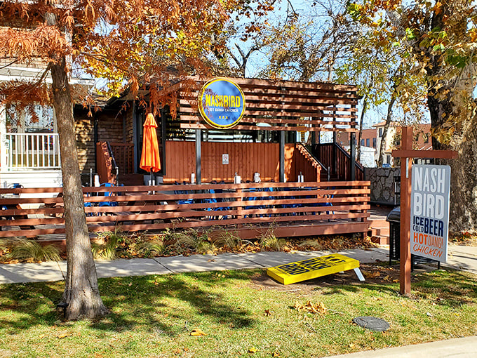 NASHBIRD: A wooden deck oasis where Nashville heat meets Oklahoma hospitality. Your taste buds are about to take a vacation!