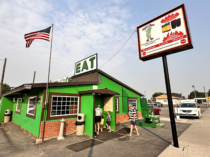 Pickle's Place screams "EAT" in big green letters, like the universe sending you a delicious command you'd be foolish to ignore.
