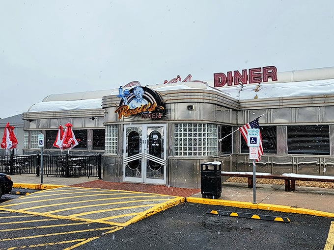 Rosie's chrome exterior gleams like a time machine set to "perfect pancakes o'clock."