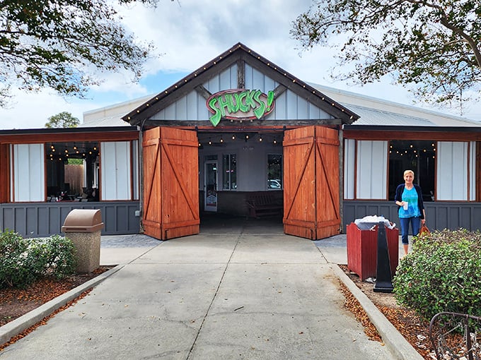 SHUCKS! welcomes you with barn-door charm and the promise of oysters that might just change your life.