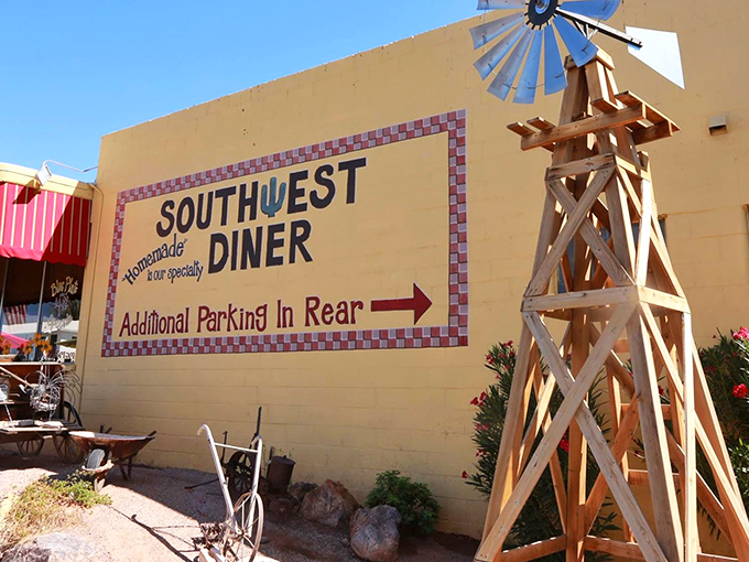 Southwest Diner (Exterior): That windmill isn't just for show &ndash; it's signaling "breakfast this way!" Southwest Diner's rustic charm draws you in.