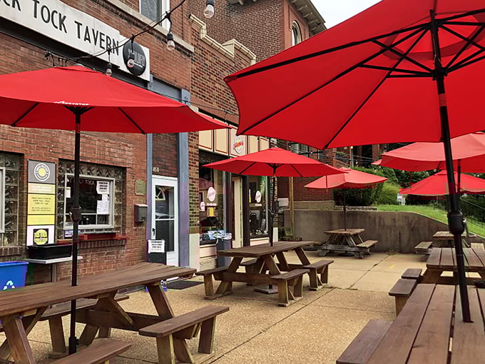 Red umbrellas and wooden picnic tables create the perfect backdrop for Steve's legendary dogs&mdash;like a backyard BBQ with Michelin-star aspirations.