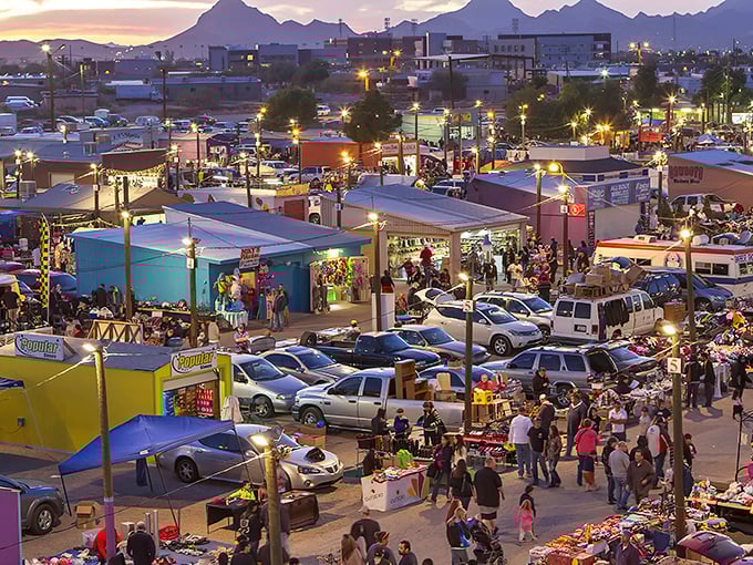 Twilight transforms Tanque Verde into a desert wonderland. Mountain silhouettes provide the perfect backdrop for this nightly treasure hunt.