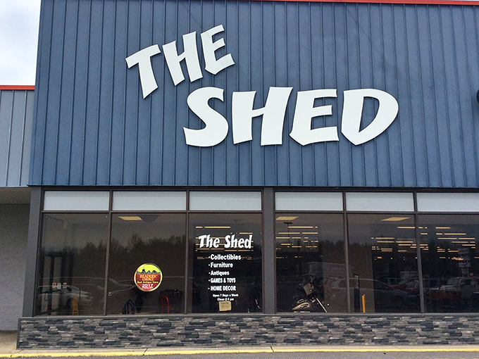 The Shed's unassuming exterior hides a universe of collectibles. Like finding Narnia in a strip mall.