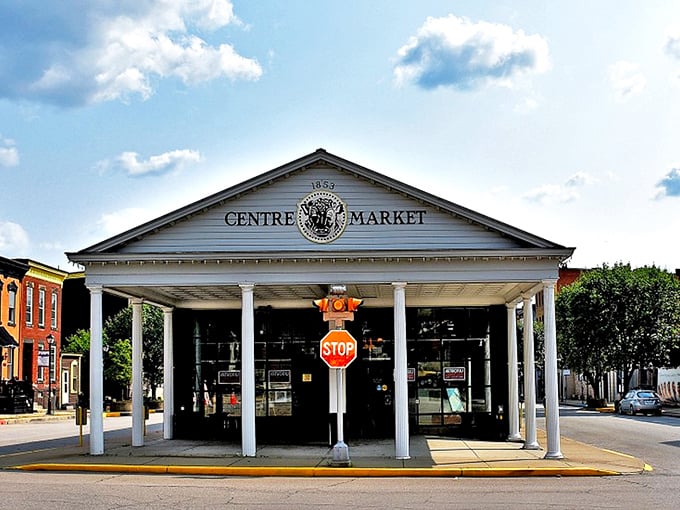 History with columns! The stately 1853 Centre Market building stands as Wheeling's monument to commerce, inviting modern treasure hunters inside.